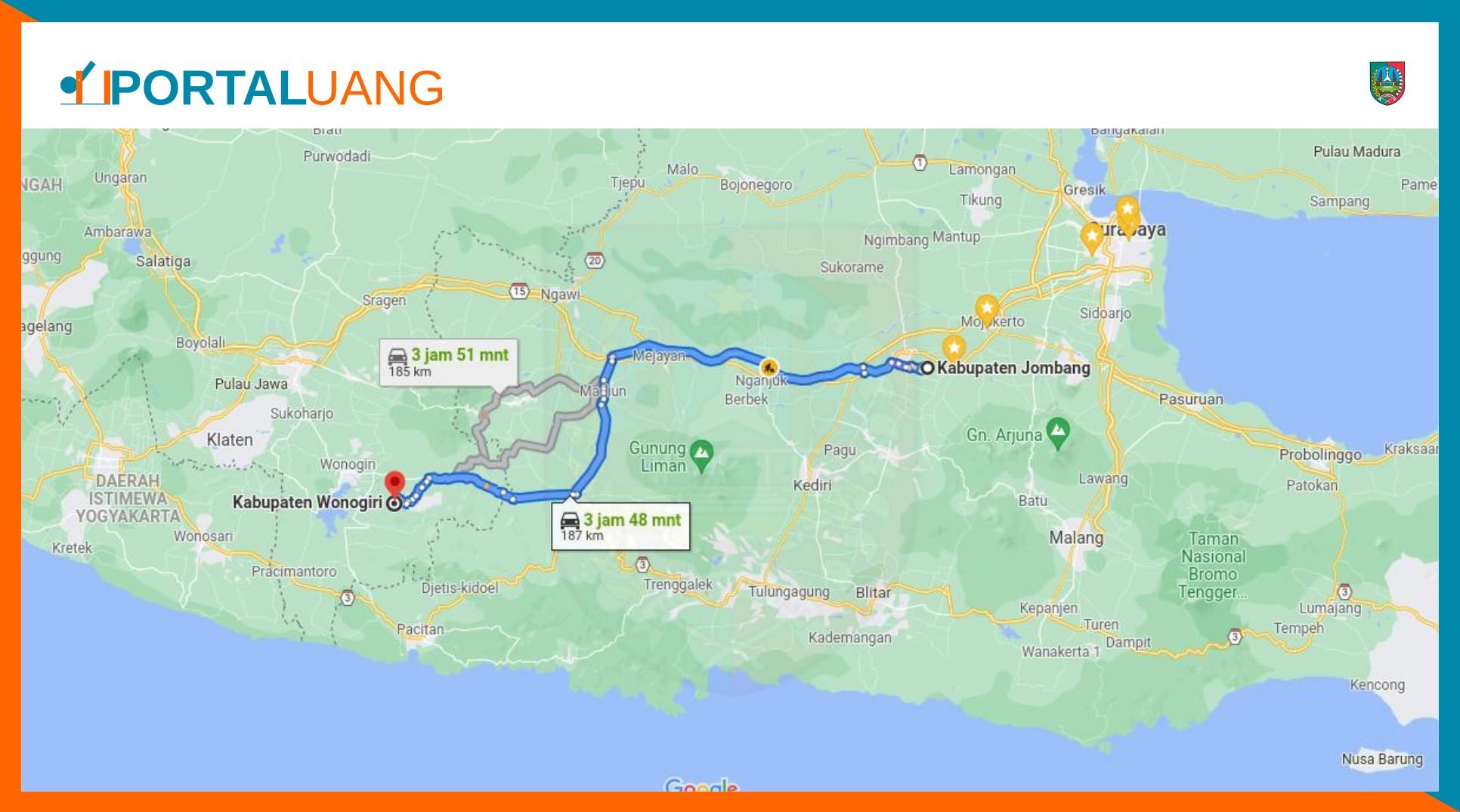 Jombang Wonogiri Berapa Jam Dan Berapa Kilo km 