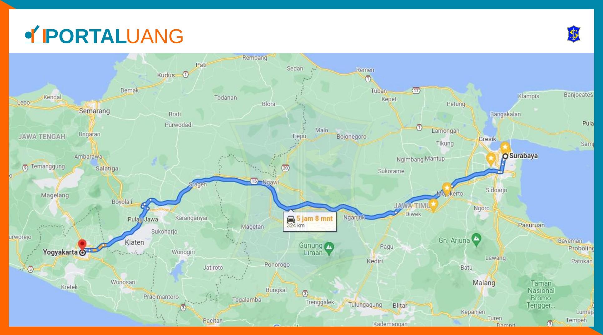 Surabaya Yogyakarta Jogja Berapa Jam Dan Berapa Kilo km 