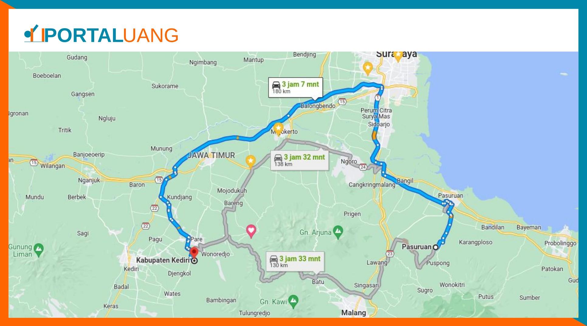 Pasuruan Kediri Berapa Jam Dan Berapa Kilo km 